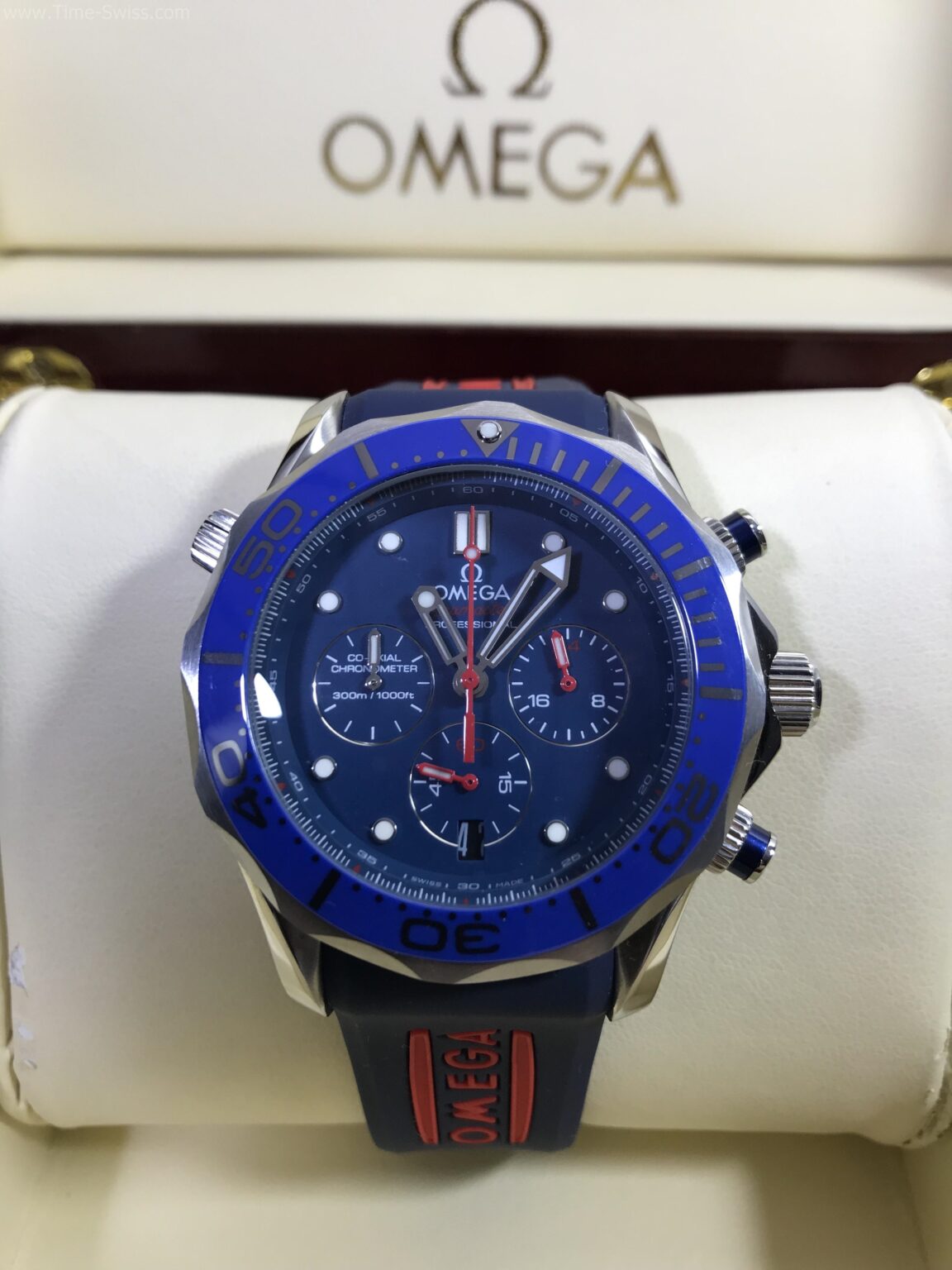 Omega Seamaster Chronograph Blue Dial Rubber 42mm | https://time-swiss.com