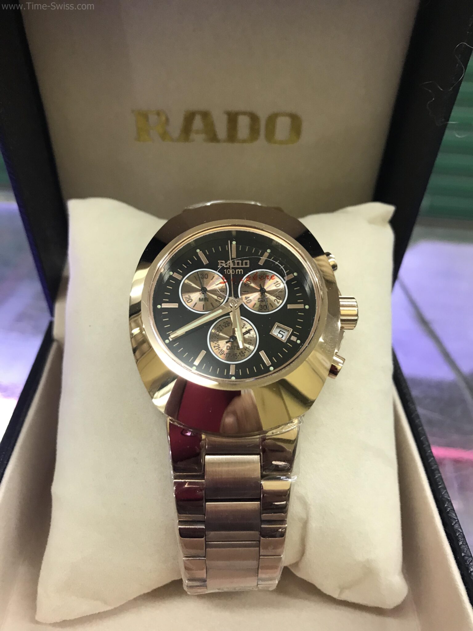 Rado Diastar Chronograph Rose Gold Black Dial | https://time-swiss.com